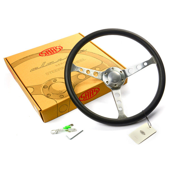 Saas 15in Poly Sports Steering Wheel ADR Approved Classic Brushed Allo ...
