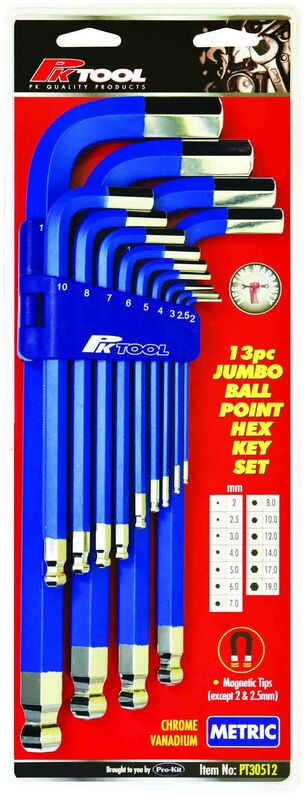 Hex Key Set - 13Pc Metric Extra Long With Magnets, Blue – Motoquipe