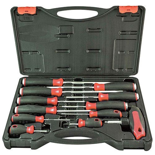 Screwdriver Set - 12Pc Go Through With 1/4 Dr Square & T-Handle Ratche ...