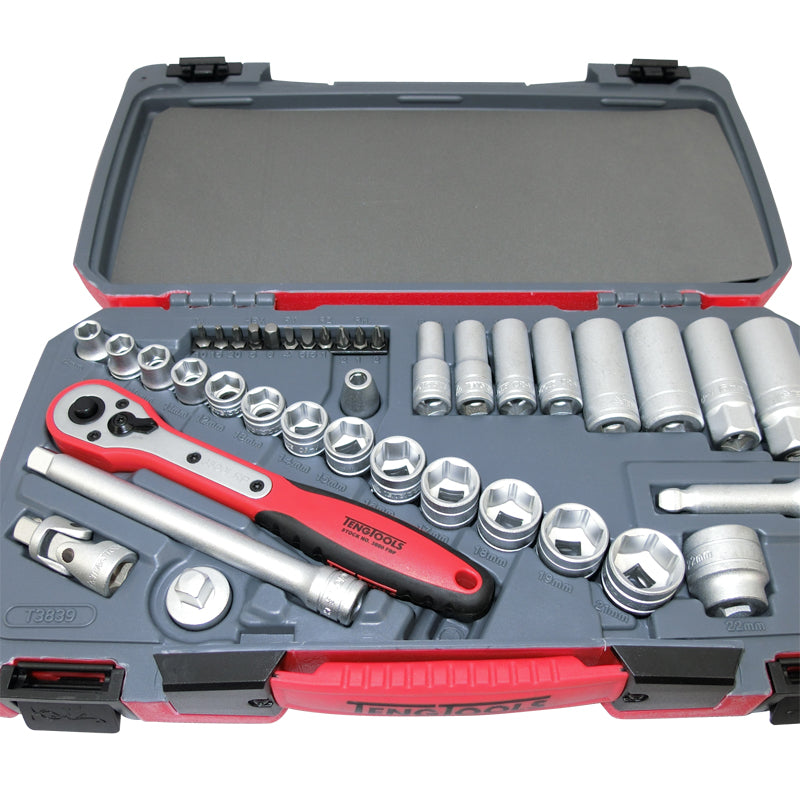 Teng Tools 39 piece 3/8 inch Metric Ratchet Socket Tool Kit Set Bits T ...