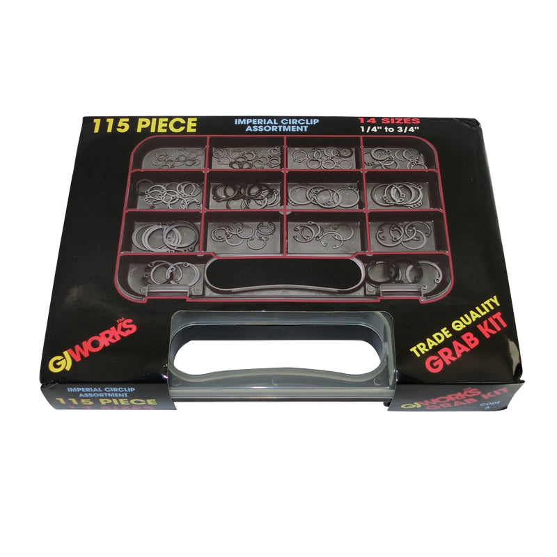 GJ Works Grab Kit Imperial Circlip 115 Piece Set GKA115 – Motoquipe